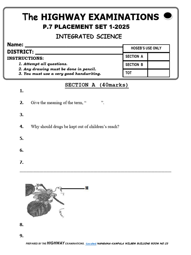 p.7 Placement Set I Sci Highway Exams. | PDF | Agriculture