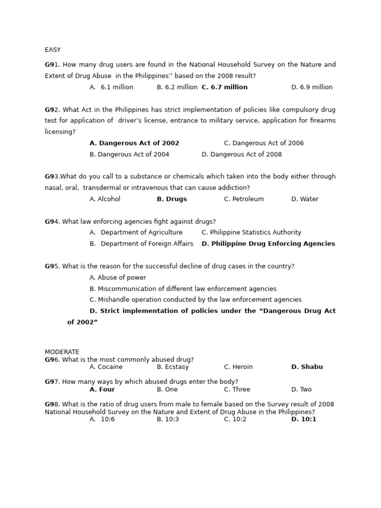 HEALTH-QUIZ-BEE | PDF | Substance Abuse | Drugs