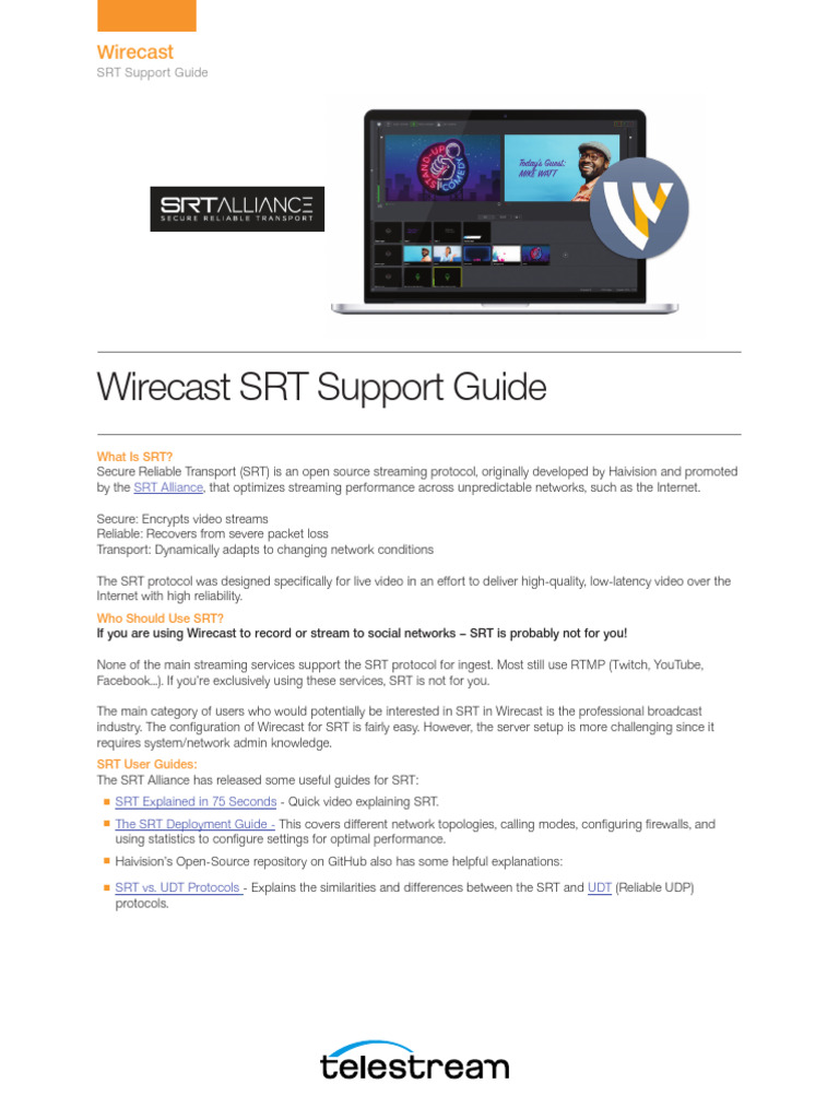 Understanding SRT for Wirecast Users | PDF | Transmission Control ...
