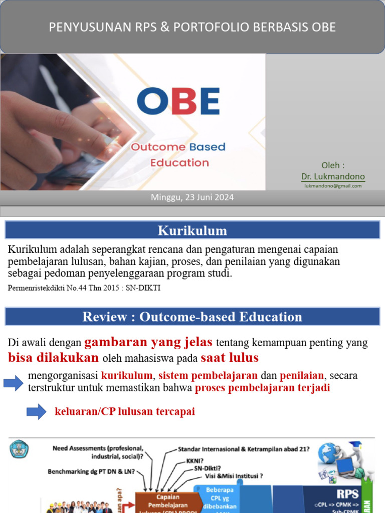 Penyusunan RPS Dan Portofolio Berbasis OBE | PDF