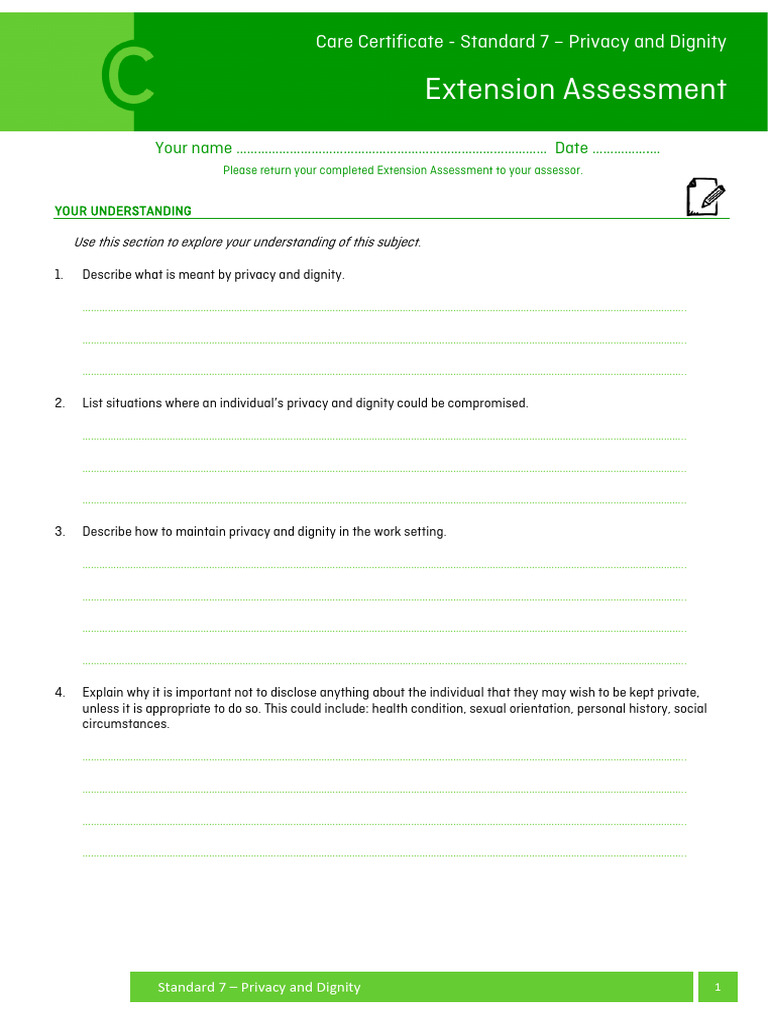 Care Certificate: Privacy and Dignity Standards | PDF