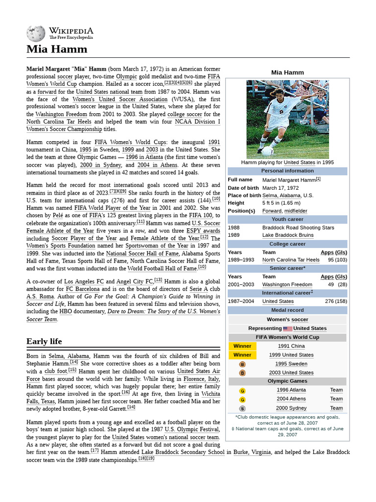 Mia_Hamm | PDF | Sports | Association Football