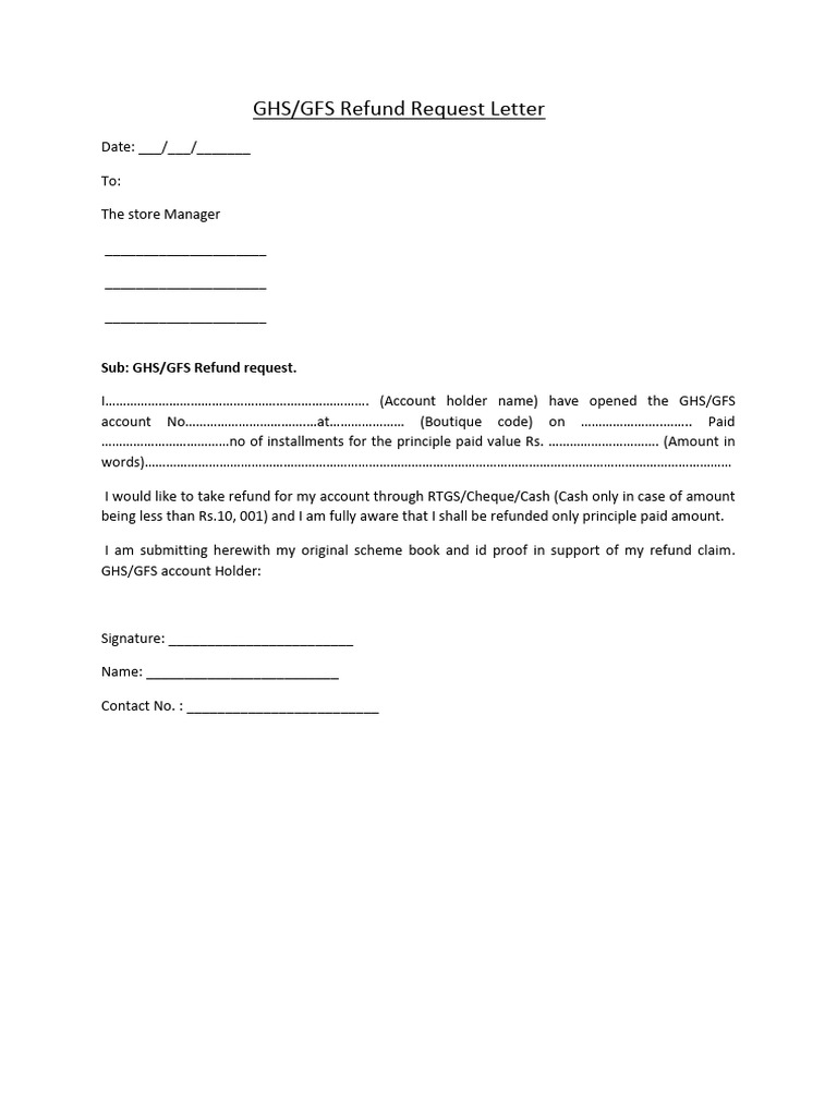 GHS Refund Format - Updated | PDF
