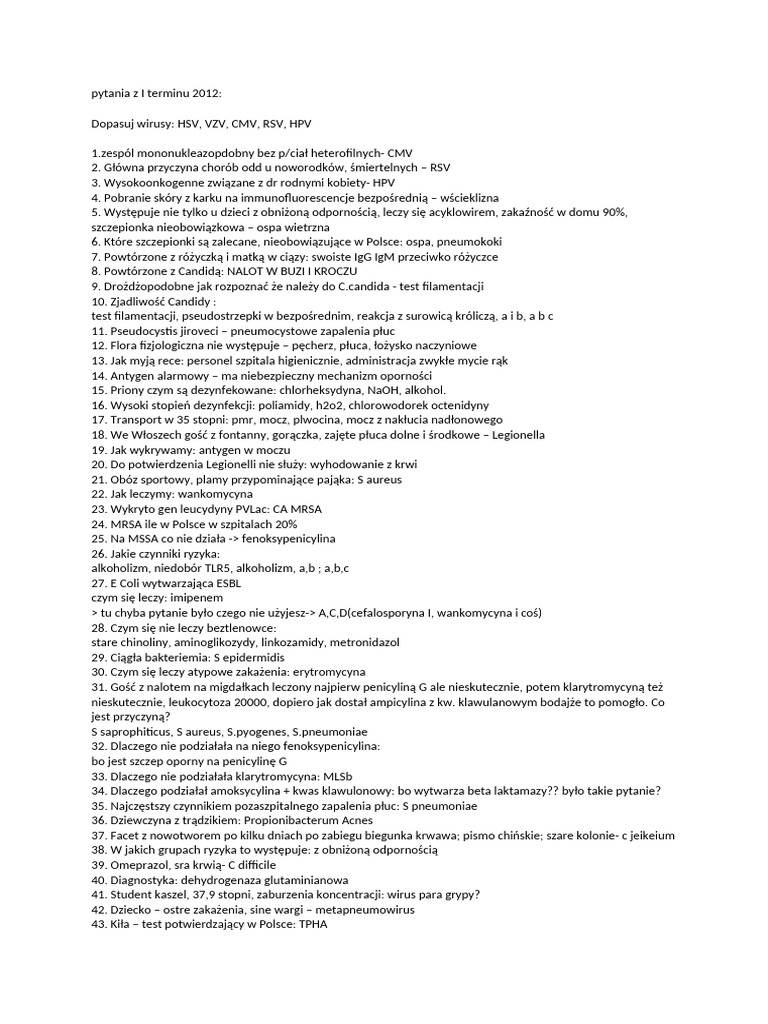 Mikroby Egzamin2012+inne | PDF