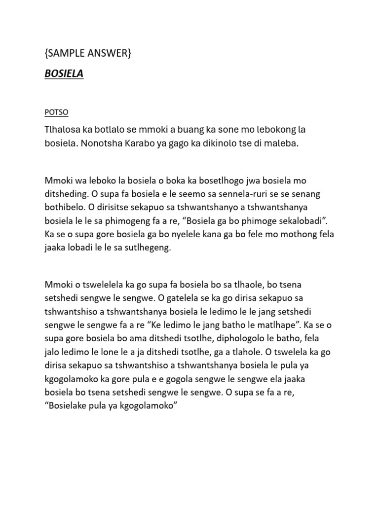 BOSIELA (Sample Answer) | PDF