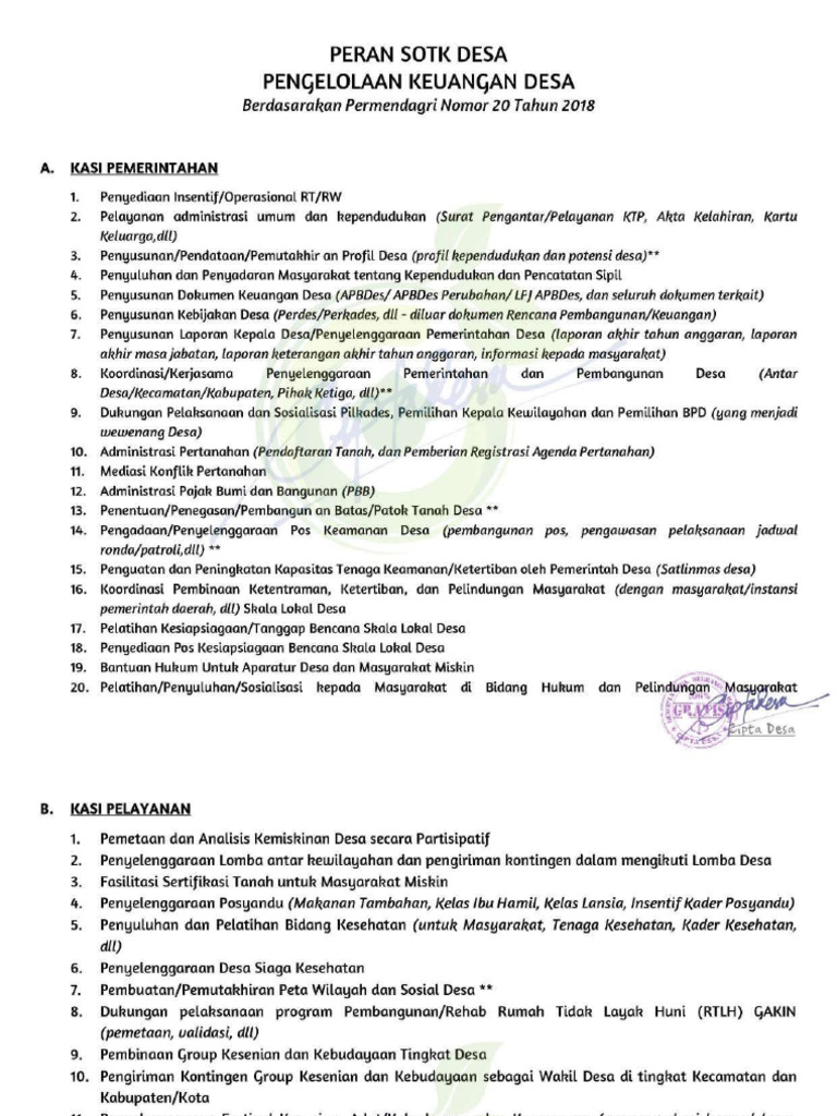 Peran SOTK - Pengelolaan Keuangan Desa | PDF