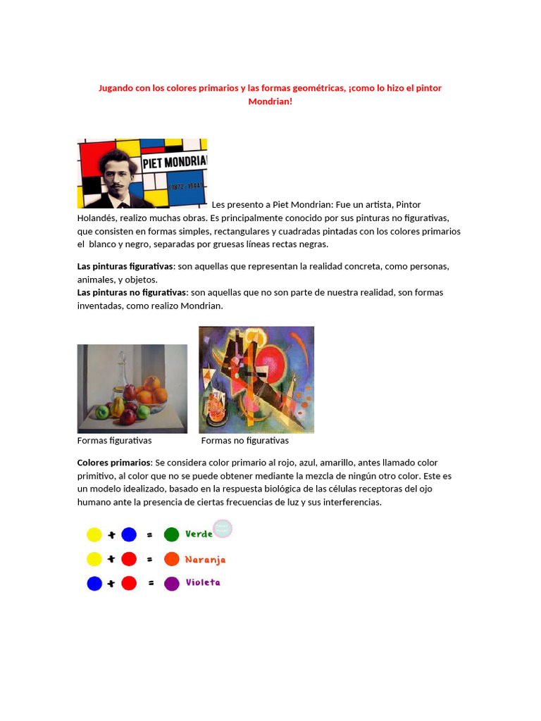 Arte con Mondrian para Niños | PDF