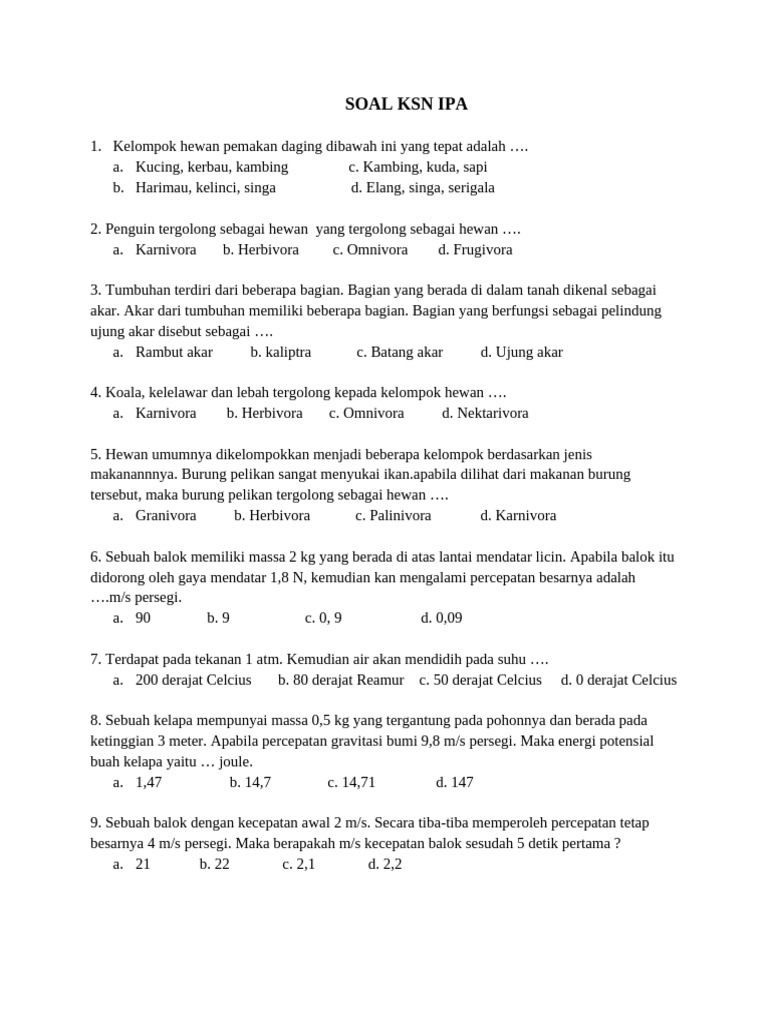 Soal KSN Ipa | PDF