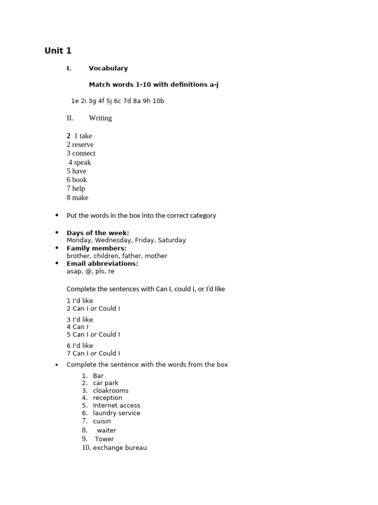 answer keys - htel test 1 | PDF