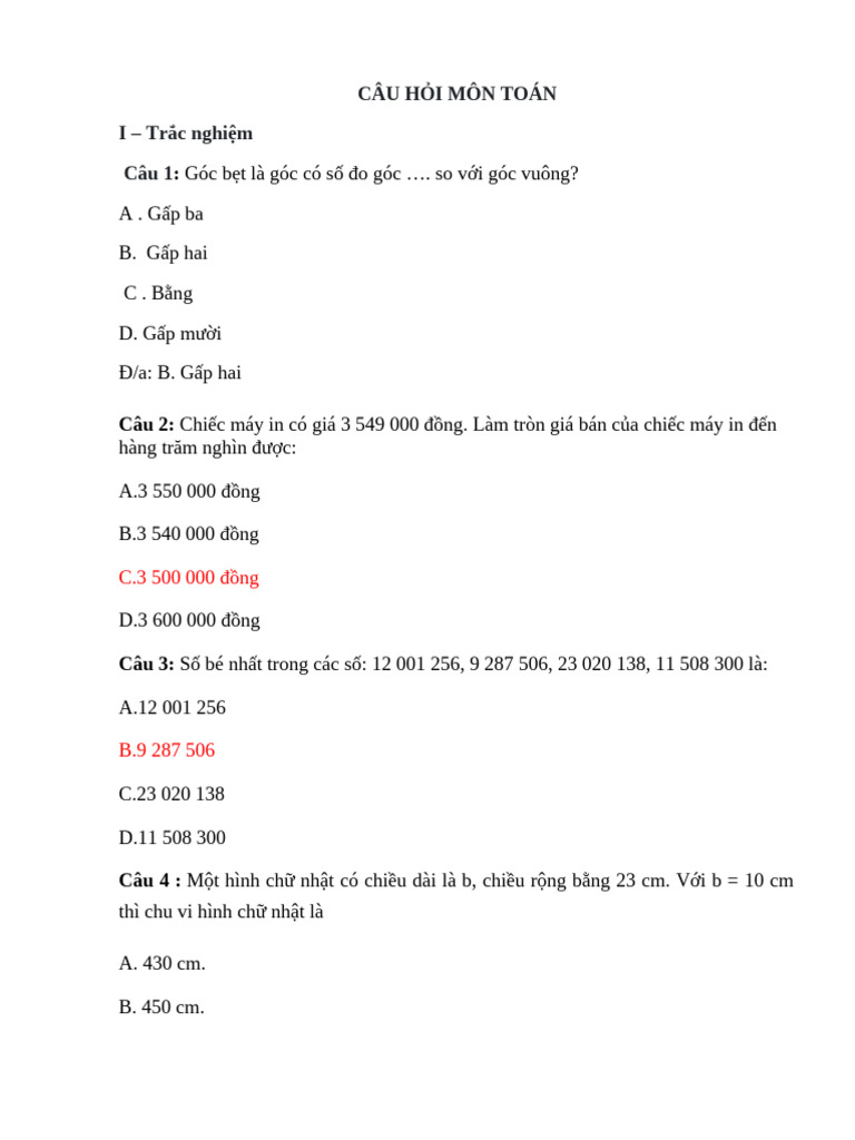 CH giao lưu TV, Toán lớp 4 | PDF