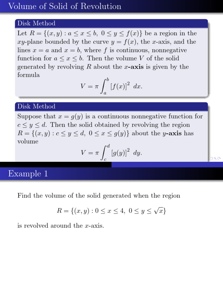 Volume of Solid of Revolution | PDF | Mathematical Analysis | Mathematics