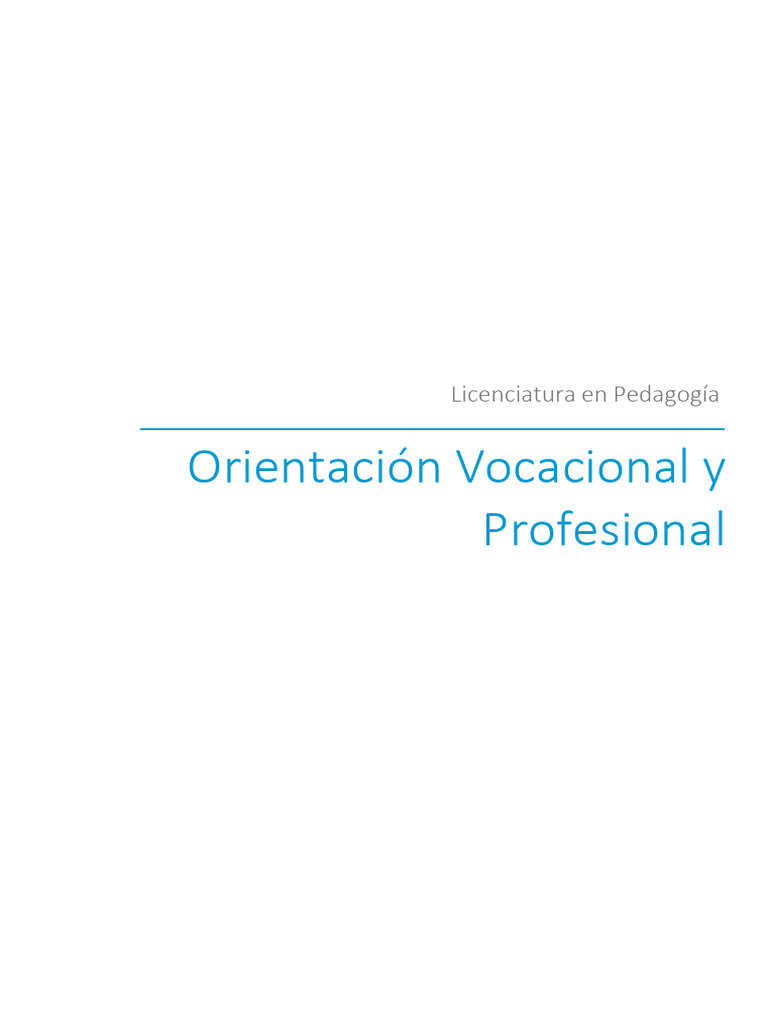 Orientación Vocacional y Profesional | PDF | Sicología