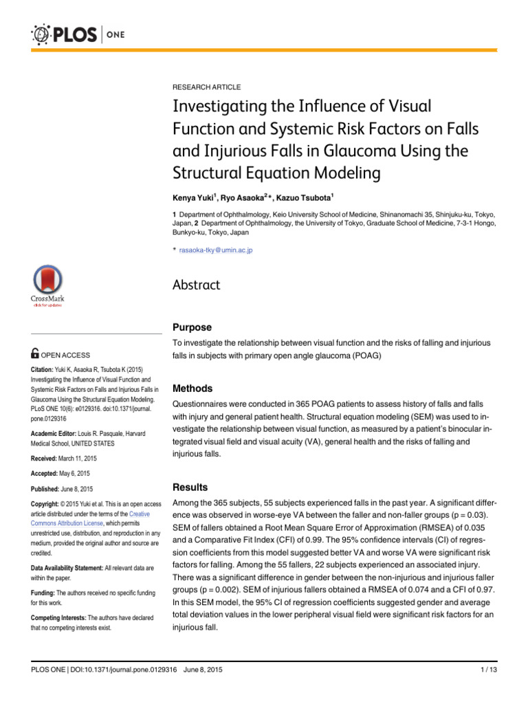 Investigating The Influence of Visual Function and Systemic Risk Factors On Falls and Injurious ...