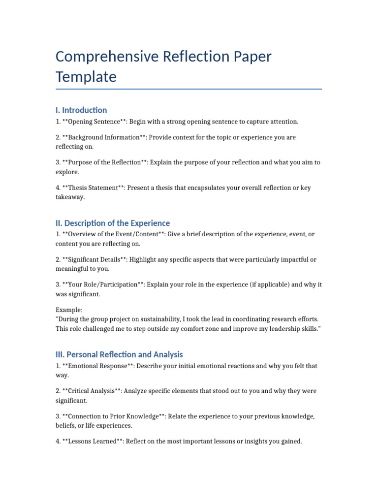 Comprehensive Reflection Paper Template | PDF | Experience | Knowledge