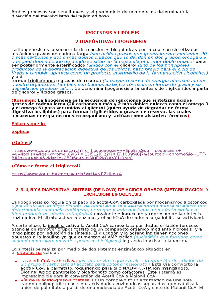 Lipogénesis y Lipólisis: Procesos Metabólicos | PDF | Lípido | Bilis