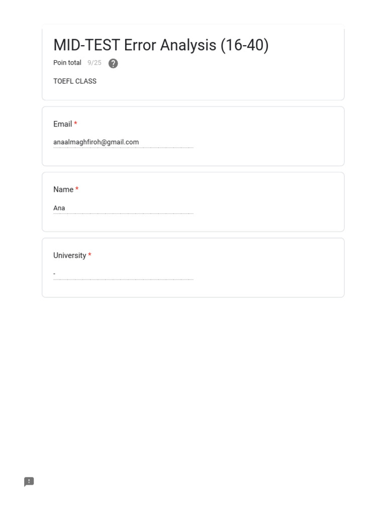 MID-TEST Error Analysis (16-40) | PDF