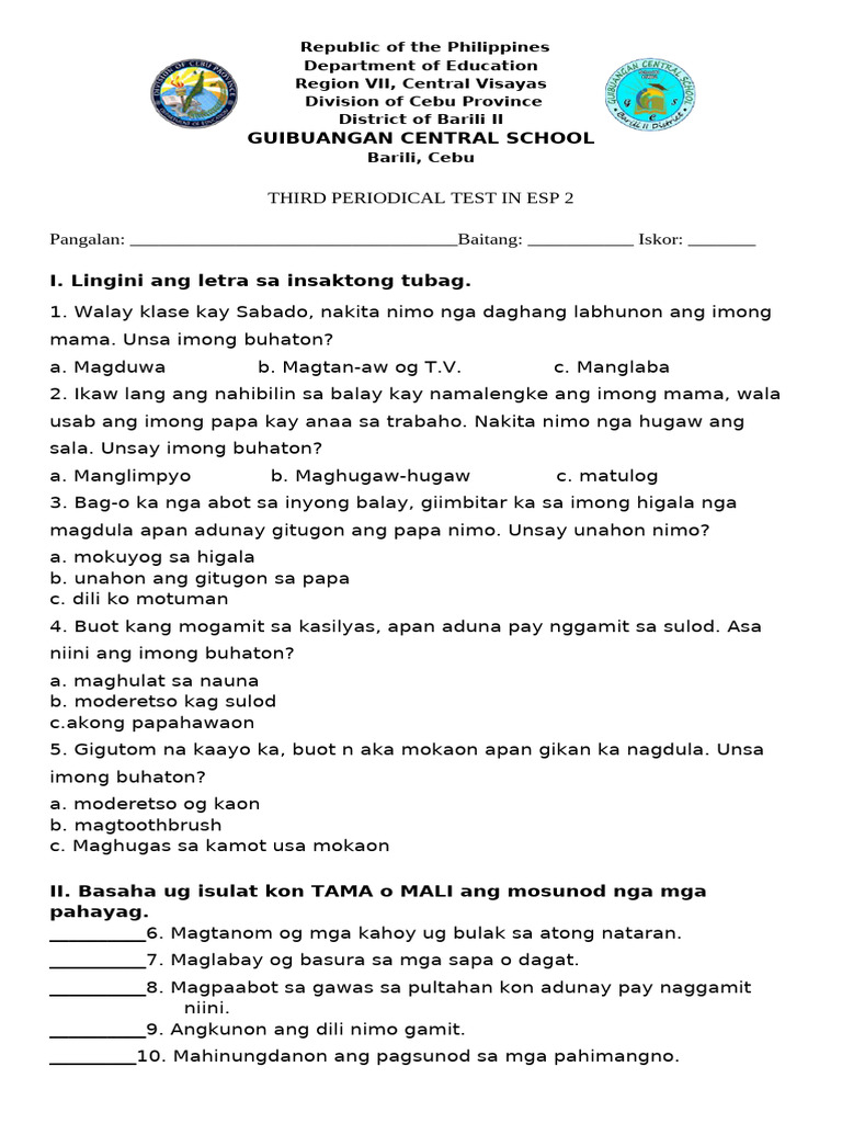 ESP-3rd Quarter | PDF