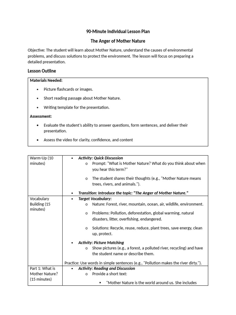 Lesson Plan: Understanding Mother Nature | PDF | Recycling | Natural ...