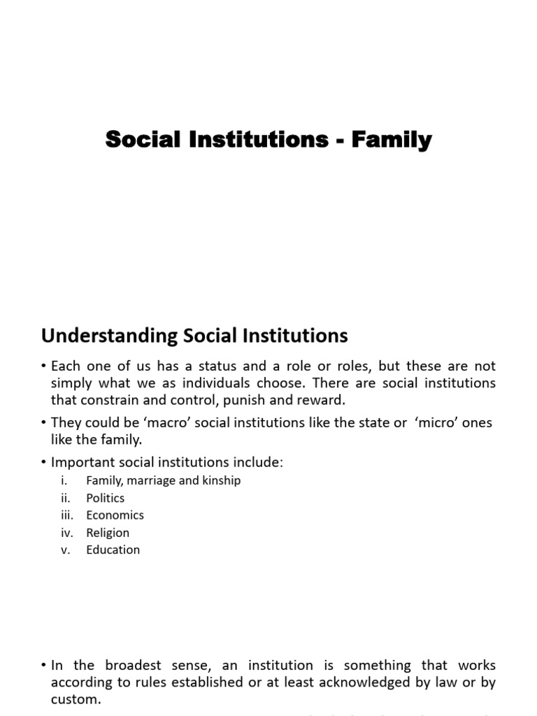 Understanding Family as a Social Institution | PDF | Family | Institution