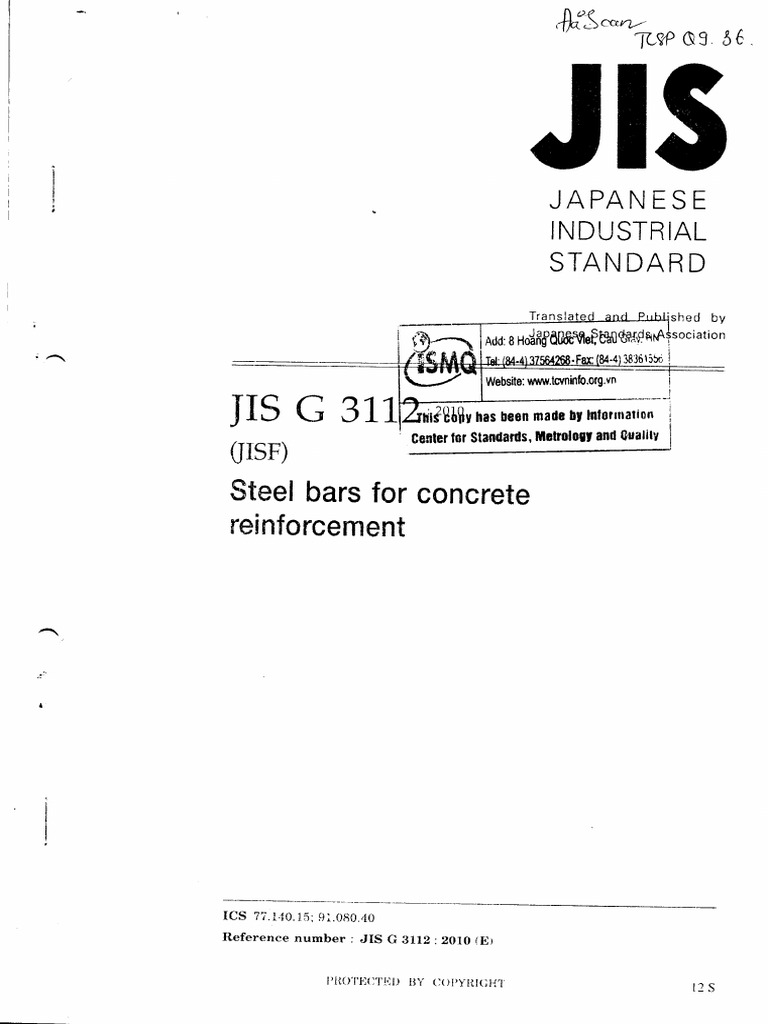 JIS G 3112 - 2010 Steel Bars For Concrete Reinforcement | PDF