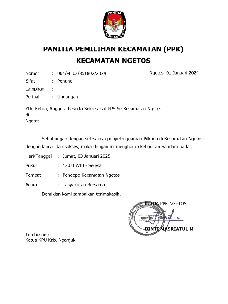 Undangan Tasyakuran Pilkada | PDF