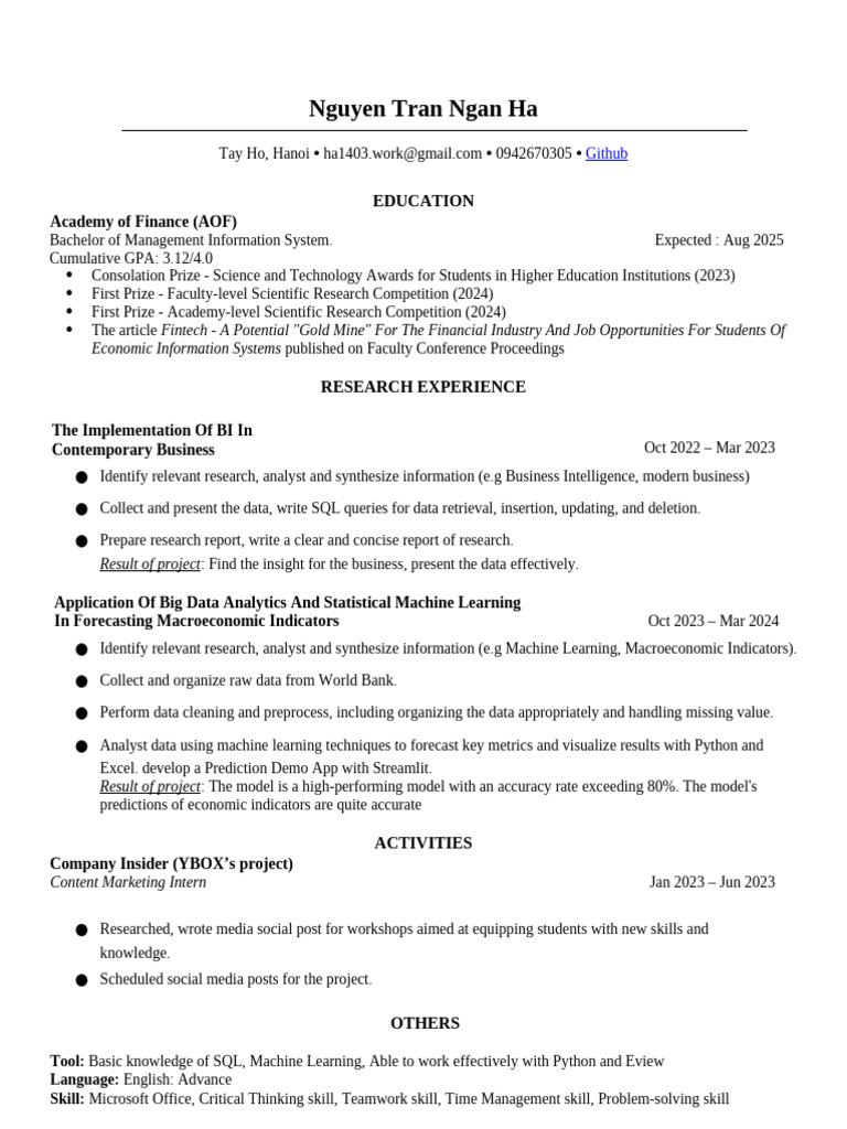 MCS Resume Template (Bullet Points) | PDF | Machine Learning | Data