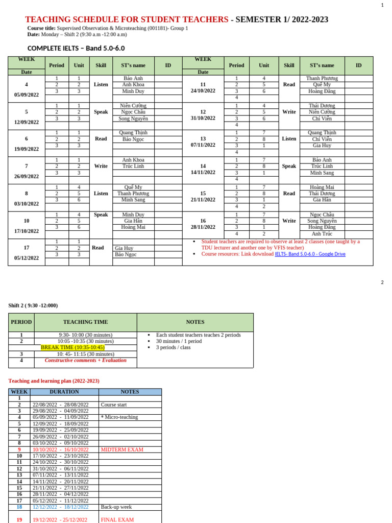 Teaching Assignment (For Student Teachers) | PDF | Vietnam