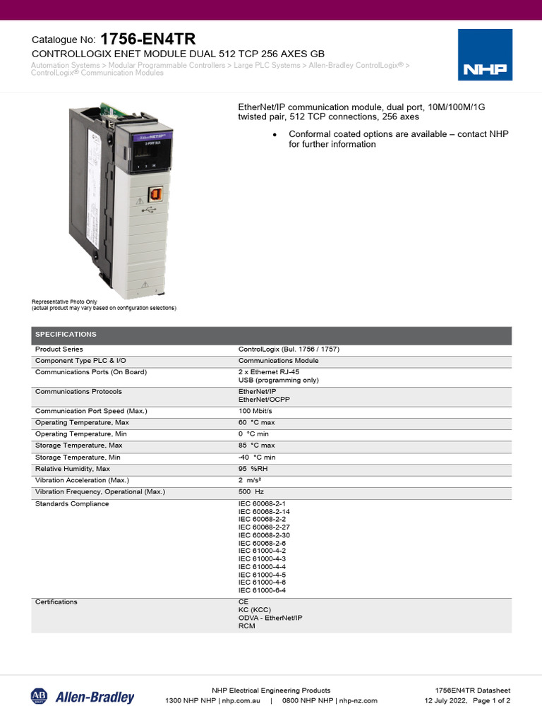 1756EN4TR 210451 Datasheet | PDF | Programmable Logic Controller | Ethernet