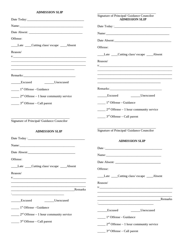 ADMISSION SLIP | PDF