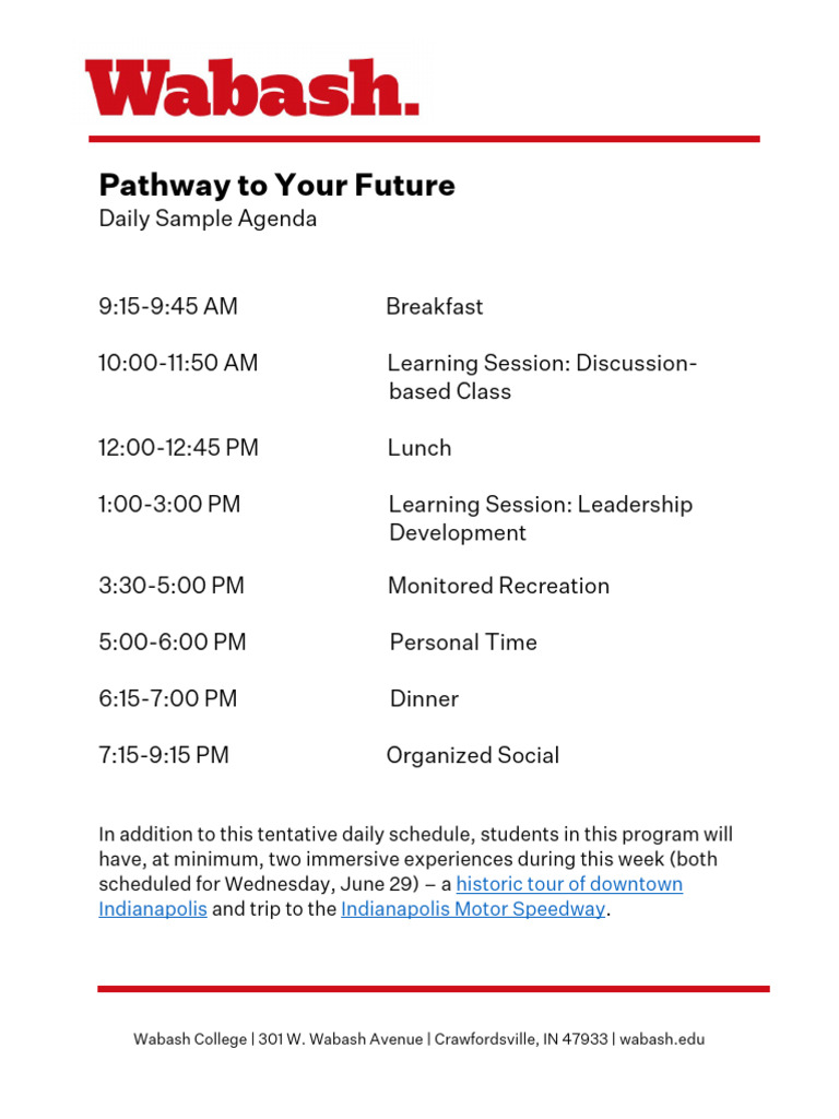 SAMPLE AGENDA Pathway To Your Future | PDF