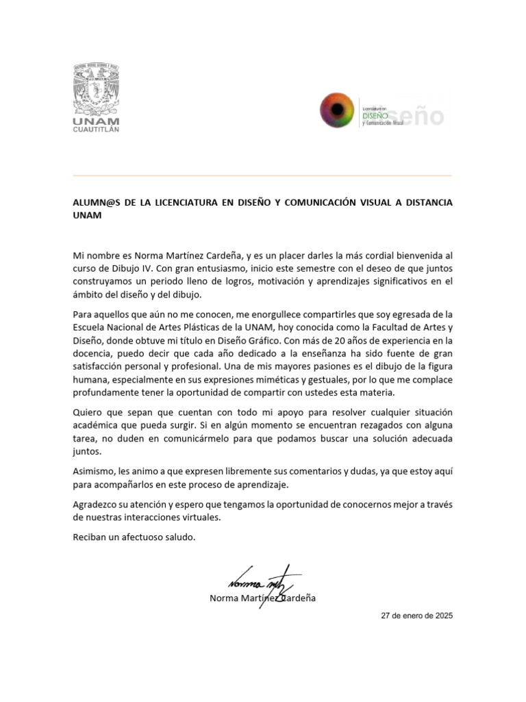 Carta de bienvenida | PDF