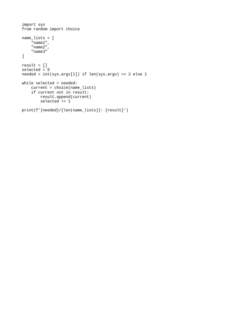Random Name Selector in Python | PDF