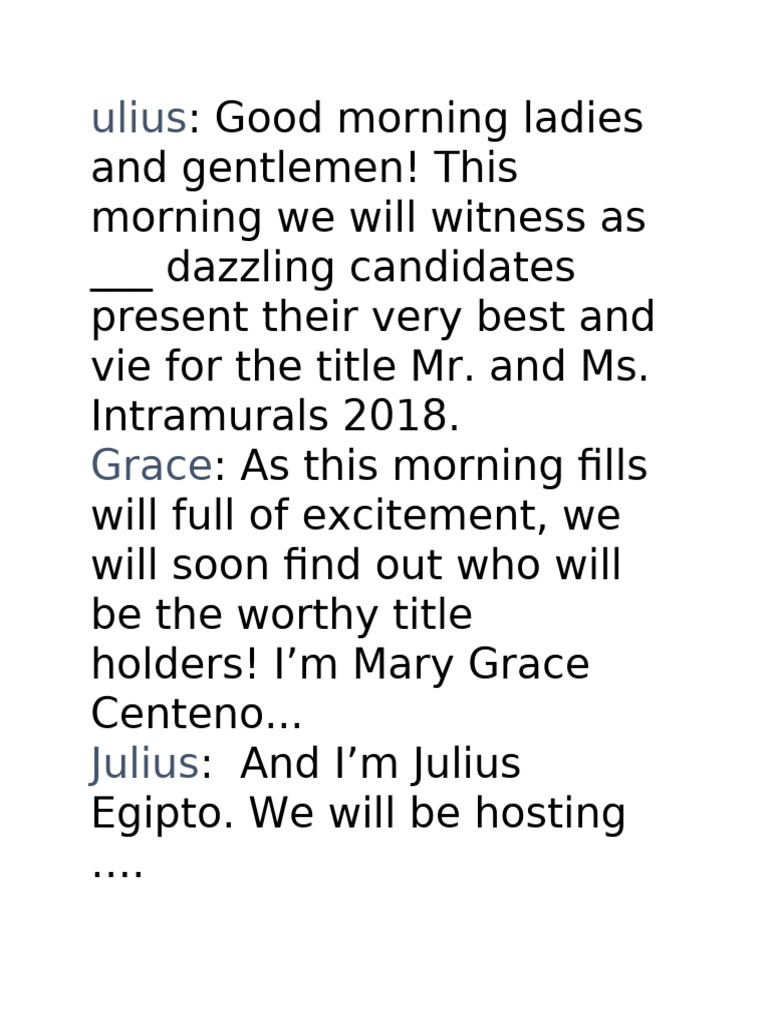 MC For Pageant | PDF