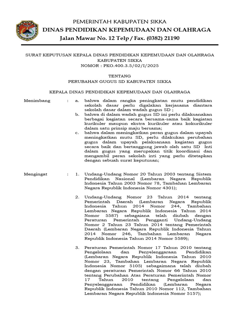 SK Gugus SD 2025 | PDF