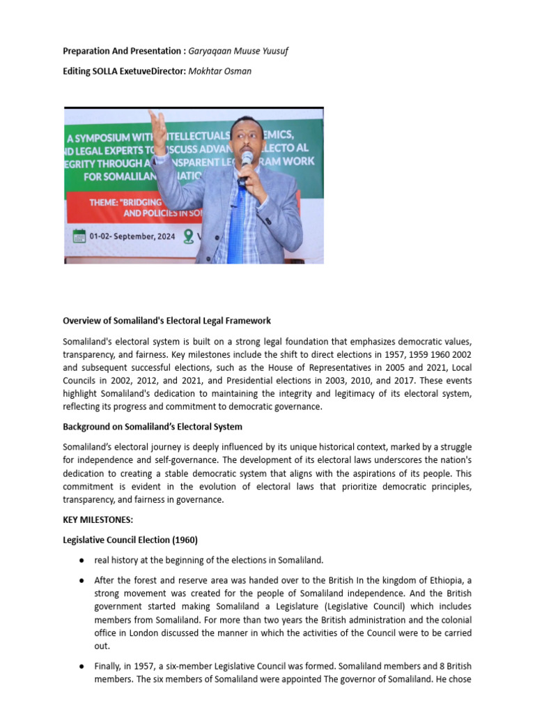 Somaliland's Electoral Legal Framework | PDF | Elections | Democracy