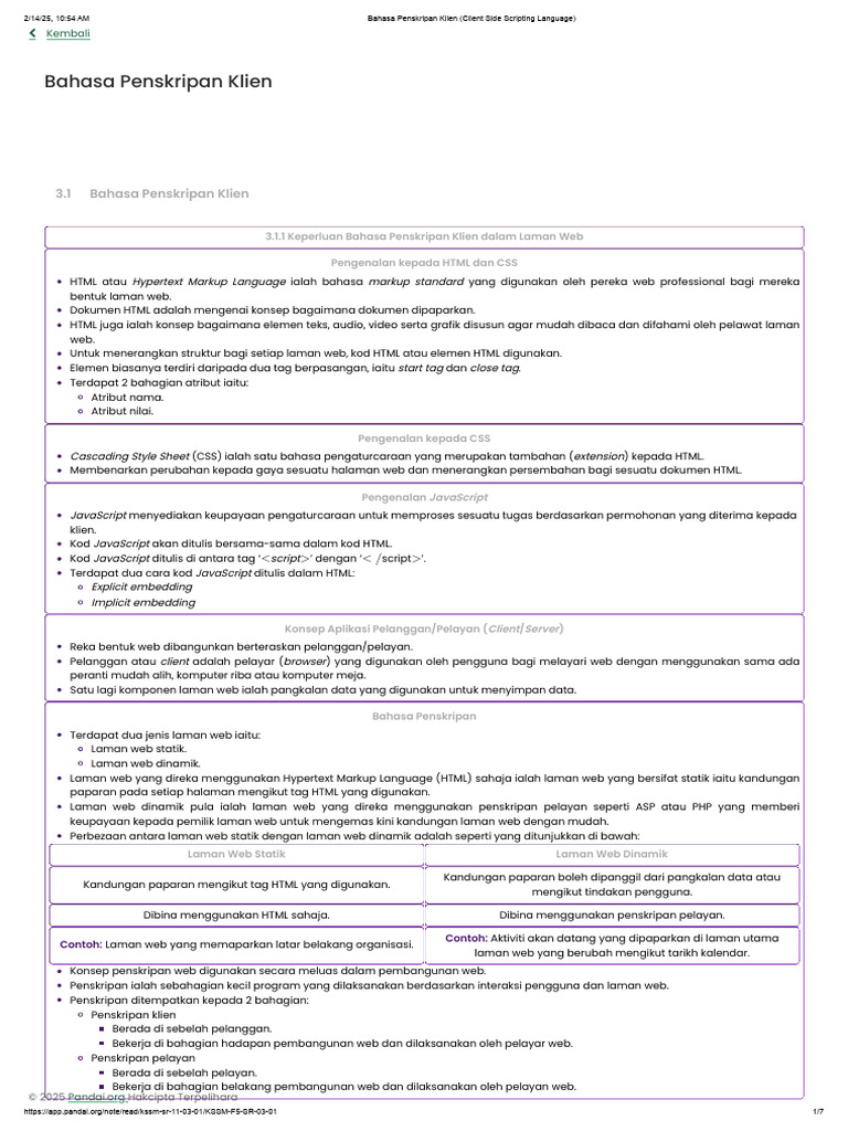 Bahasa Penskripan Klien (Client Side Scripting Language) | PDF
