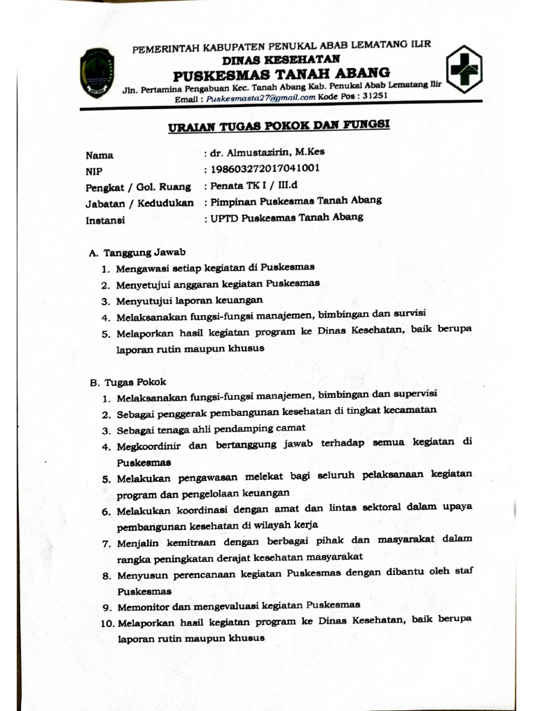 Uraian Tugas PNS | PDF