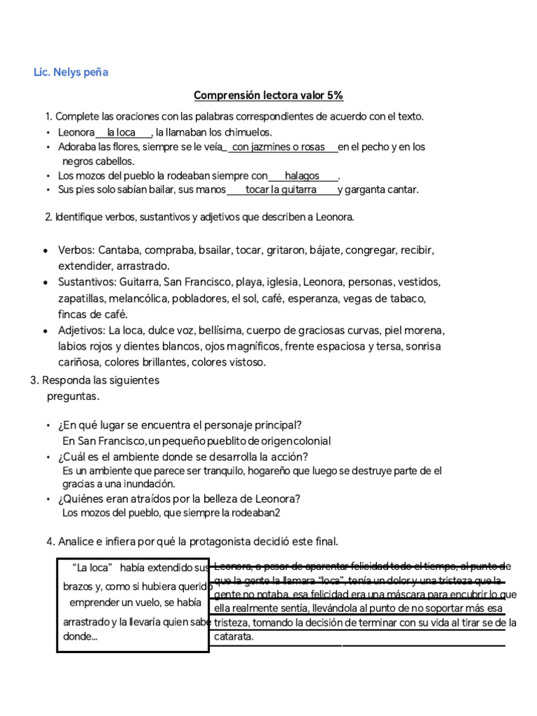 Análisis de "La loca" de Leonora | PDF