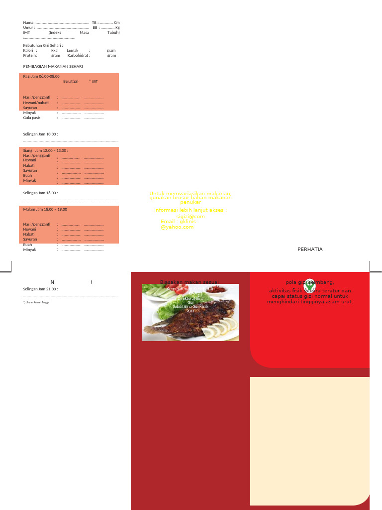 Brosur Diet Rendah Purin | PDF