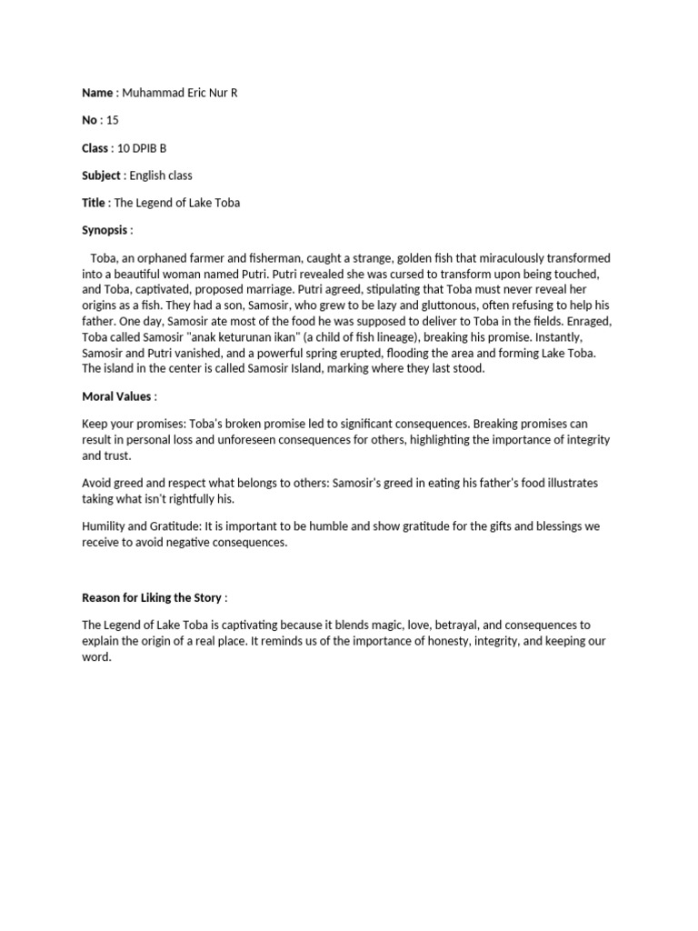 Narrative Text Muhammad Eric 15 X DPIB B | PDF