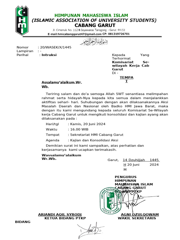 Surat Mandat Musda HMI | PDF