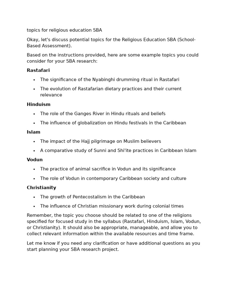 Topics For Religious Education SBA | PDF | The Church Of Jesus Christ ...