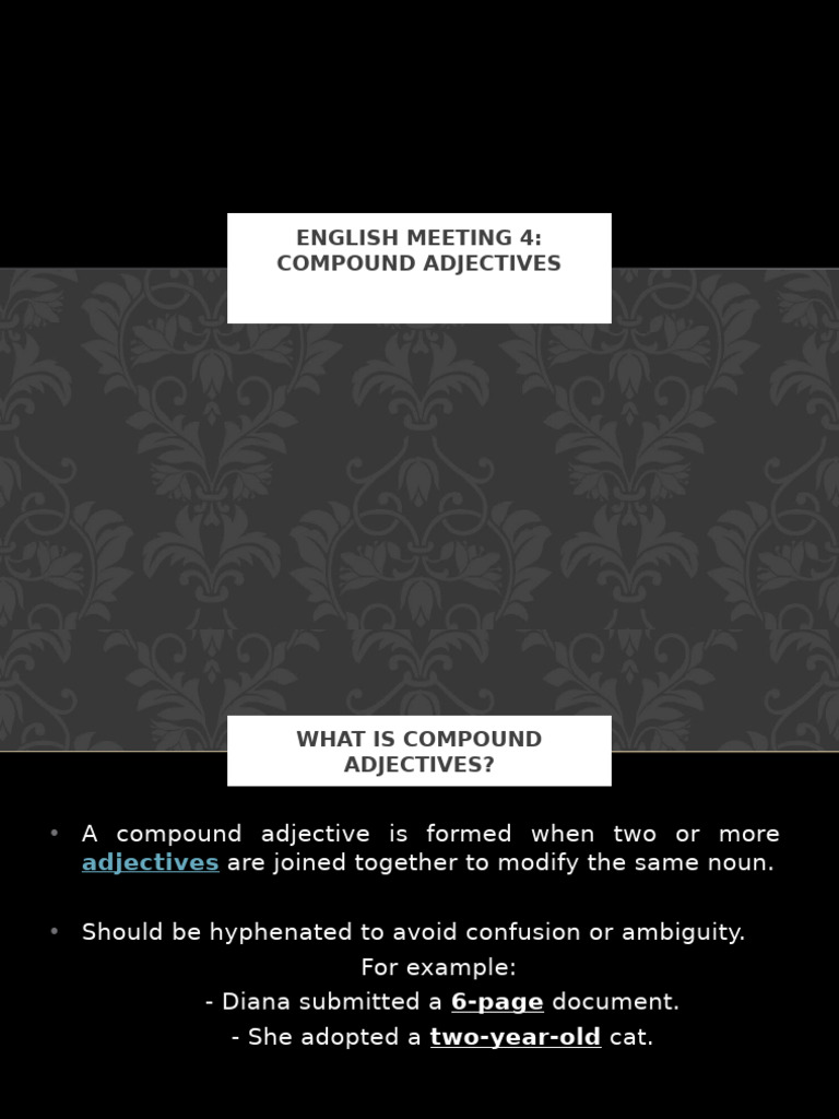 ENGLISH MEETING 4 Compound Adjectives | PDF