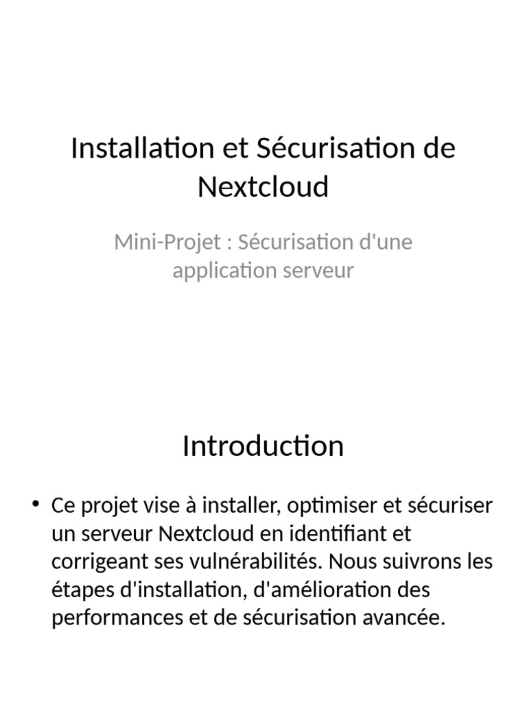 Presentation Nextcloud Securisation | PDF