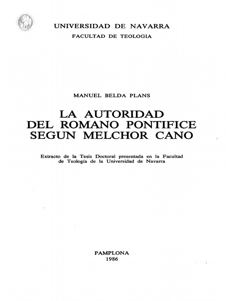 Autoridad del Papa según Melchor Cano | PDF | Papa | Iglesia Católica