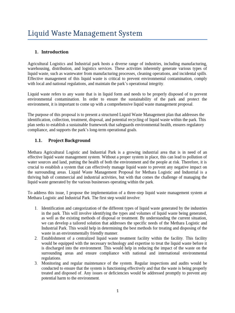 Liquid Waste Management Proposal 2 | PDF | Waste | Waste Management