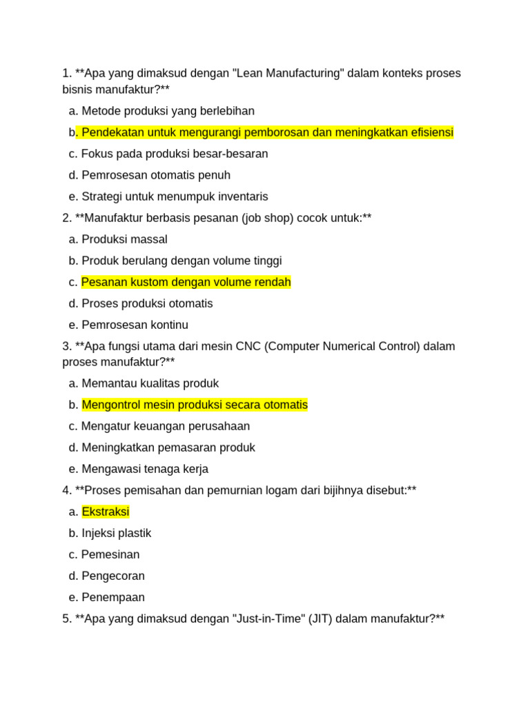 Soal Manufakture X TEI | PDF