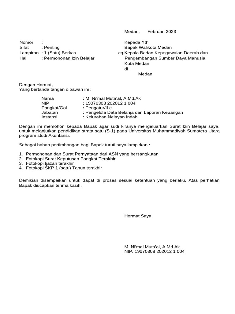 Surat Permohonan Dan Pernyataan | PDF