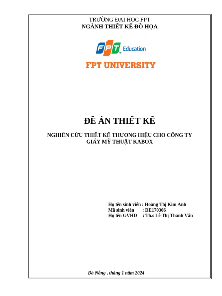 Đề Án Thiết Kế Logo Fptu Kim Anh | PDF