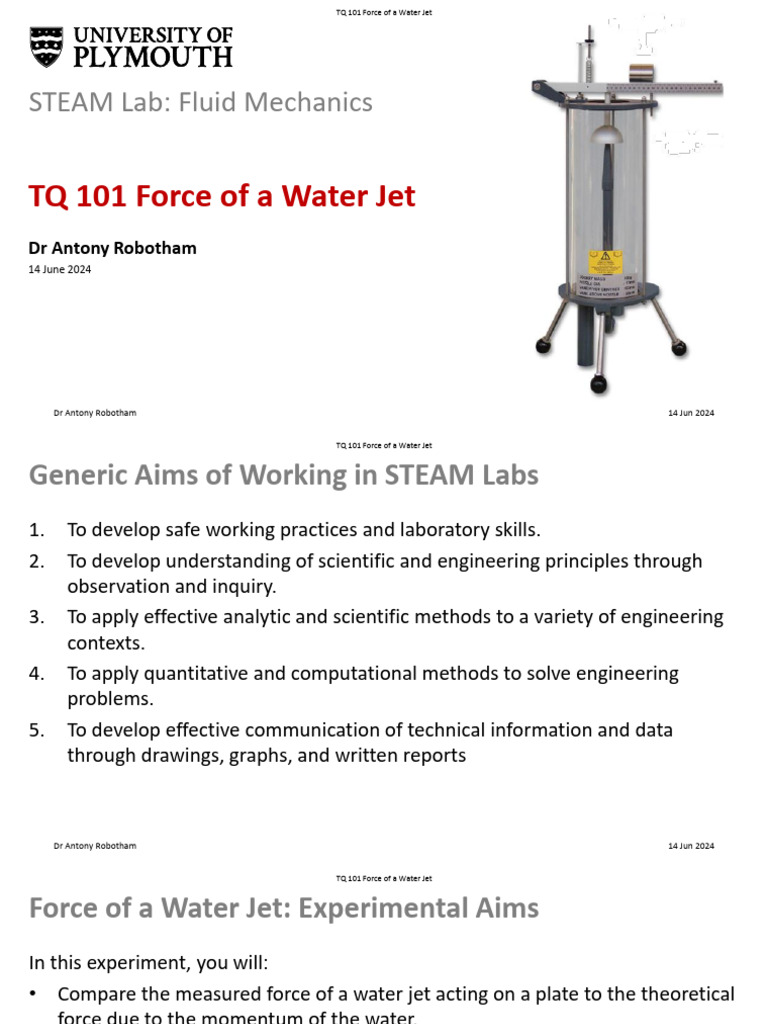 Water Jet Force Experiment Guide | PDF | Force | Engineering
